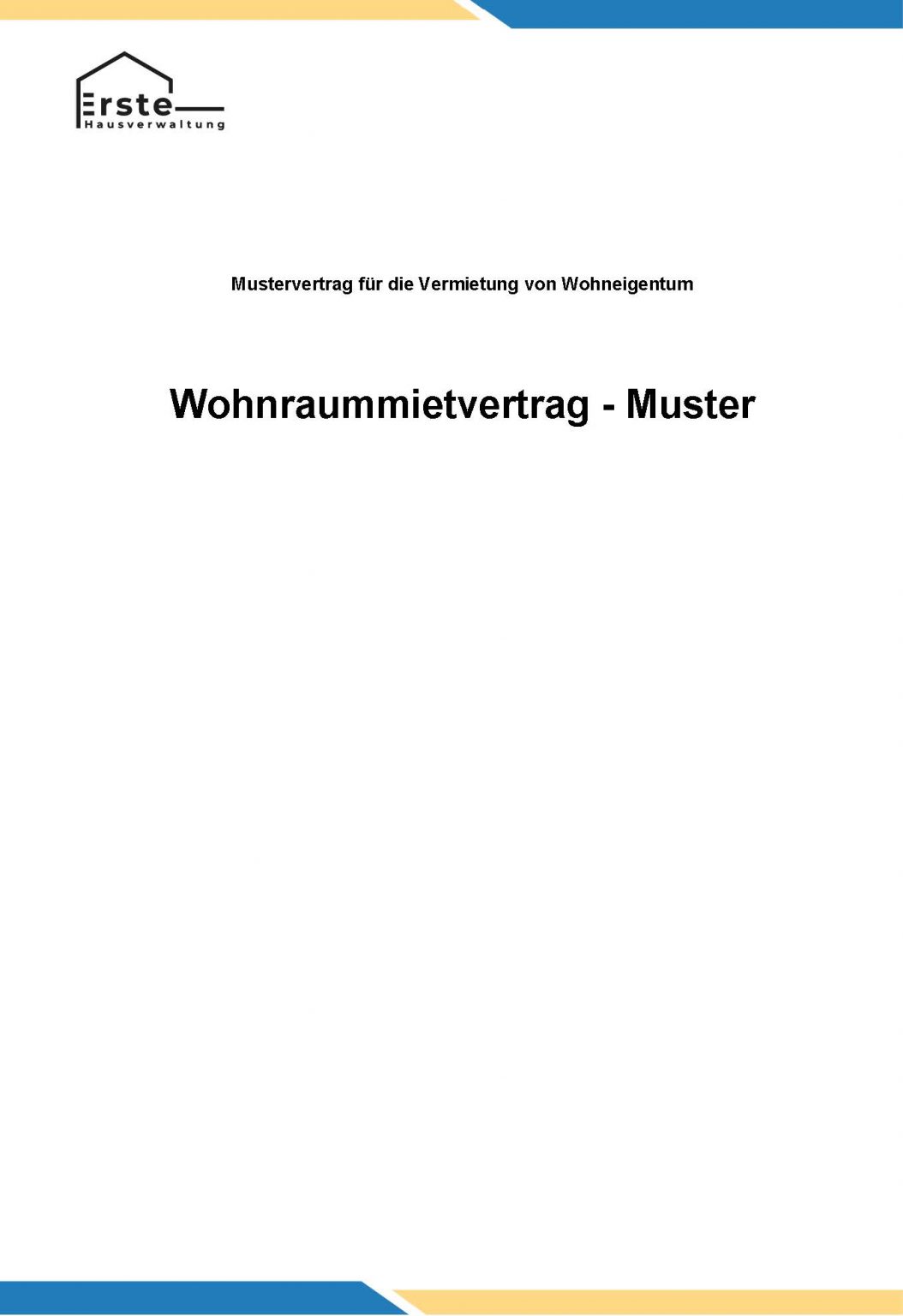 Mietvertrag: Muster + Ratgeber [2022] - Erste Hausverwaltung